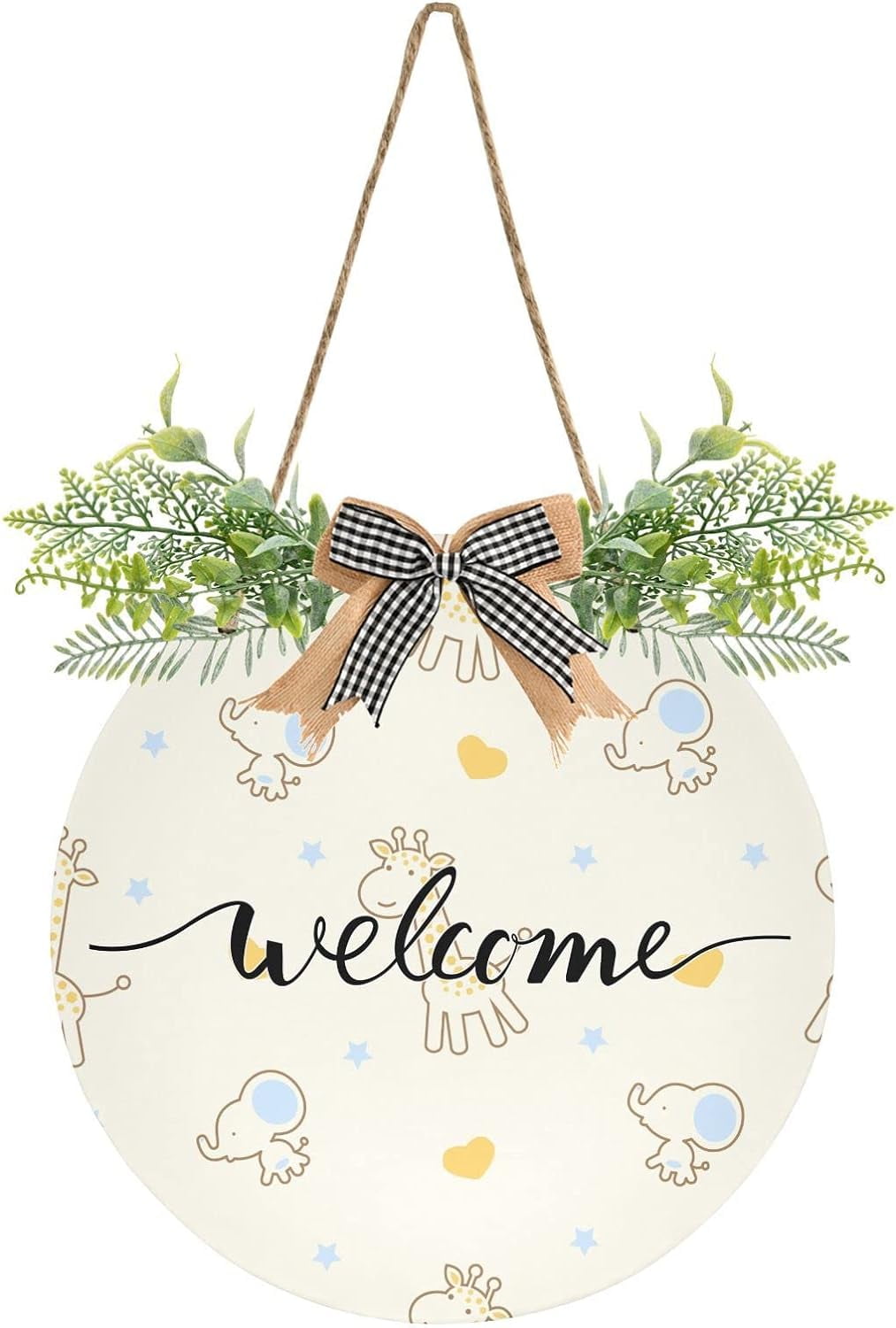 Coolnut Welcome Sign Hanging Plaque Sign Cute Cartoon Giraffe Porch ...