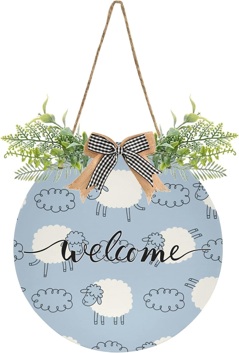 Coolnut Welcome Sign Hanging Plaque Sign Cute Cartoon Sheep Porch Wall ...