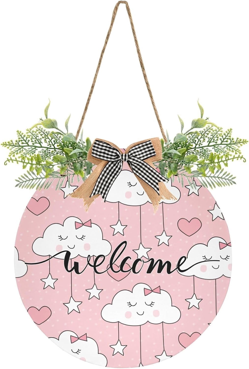 Coolnut Welcome Sign Hanging Plaque Sign Cute Clouds Porch Wall Front ...