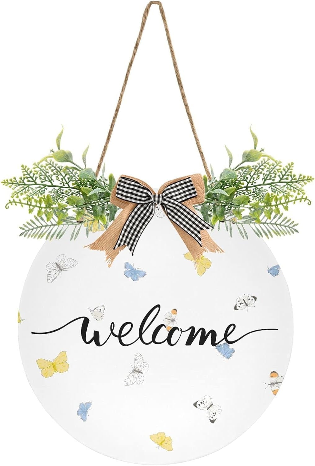 Coolnut Welcome Sign Hanging Plaque Sign Cute Colorful Butterfly Porch ...