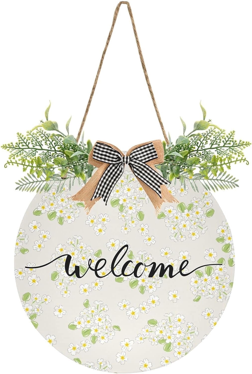 Coolnut Welcome Sign Hanging Plaque Sign Cute Floral Porch Wall Front ...