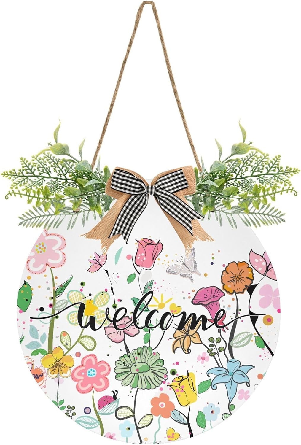 Coolnut Welcome Sign Hanging Plaque Sign Cute Flowers Porch Wall Front ...