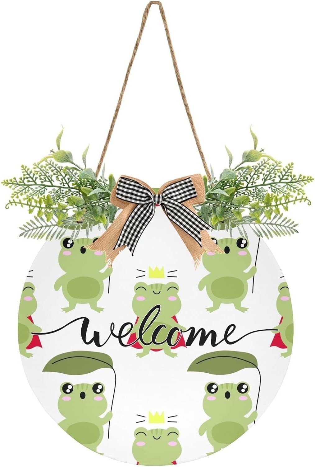 Coolnut Welcome Sign Hanging Plaque Sign Cute Frog Porch Wall Front ...