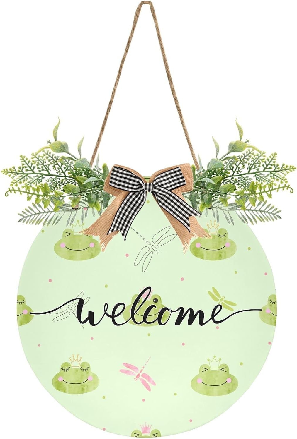 Coolnut Welcome Sign Hanging Plaque Sign Cute Frogs Dragonfly Porch ...