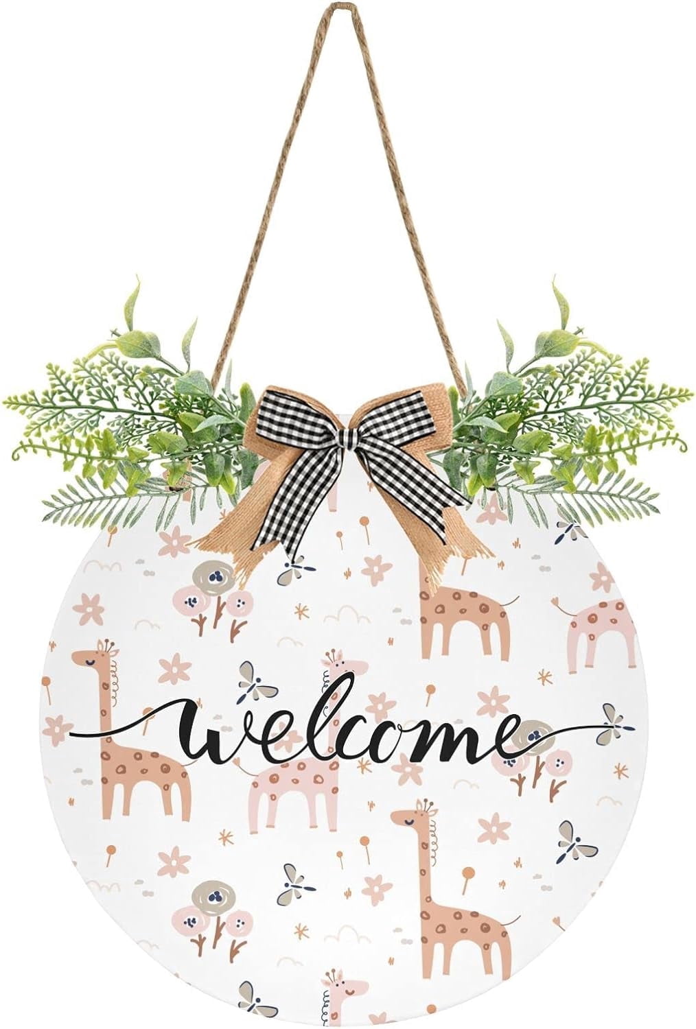Coolnut Welcome Sign Hanging Plaque Sign Cute Giraffe Porch Wall Front ...