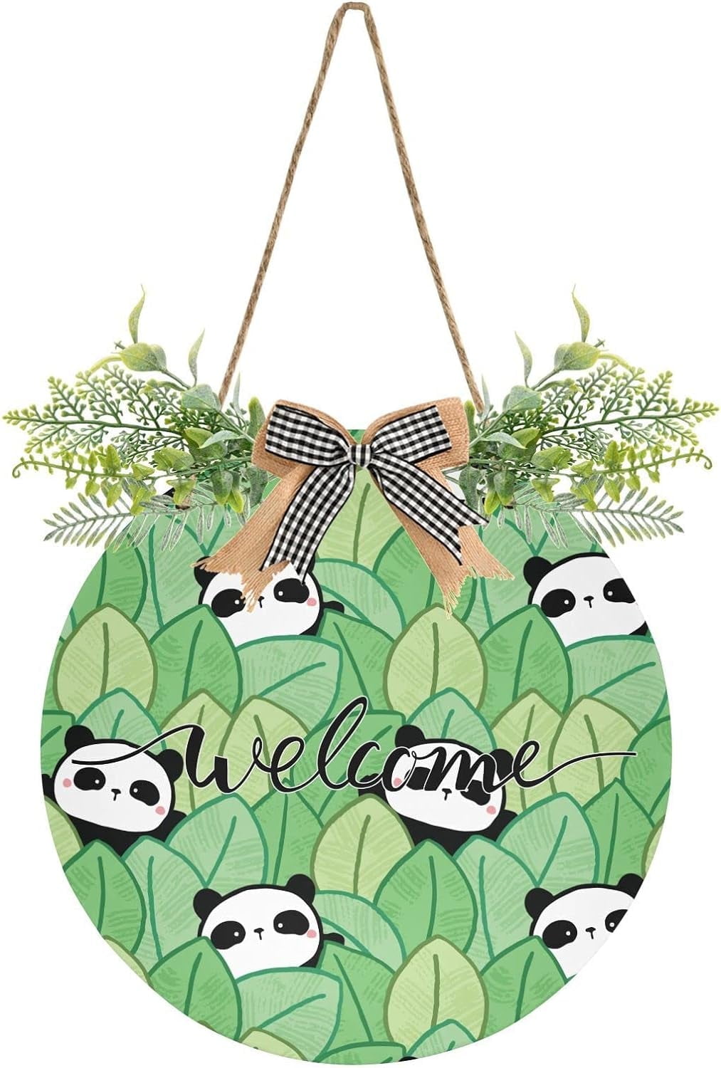 Coolnut Welcome Sign Hanging Plaque Sign Cute Panda Porch Wall Front ...