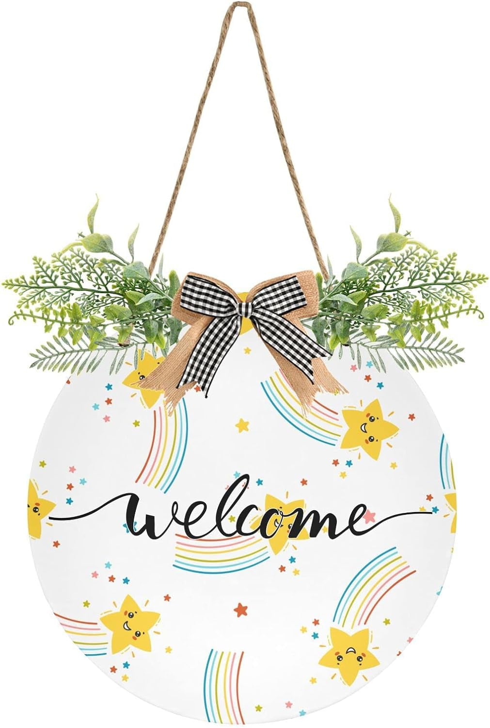 Coolnut Welcome Sign Hanging Plaque Sign Cute Playing Stars Porch Wall ...