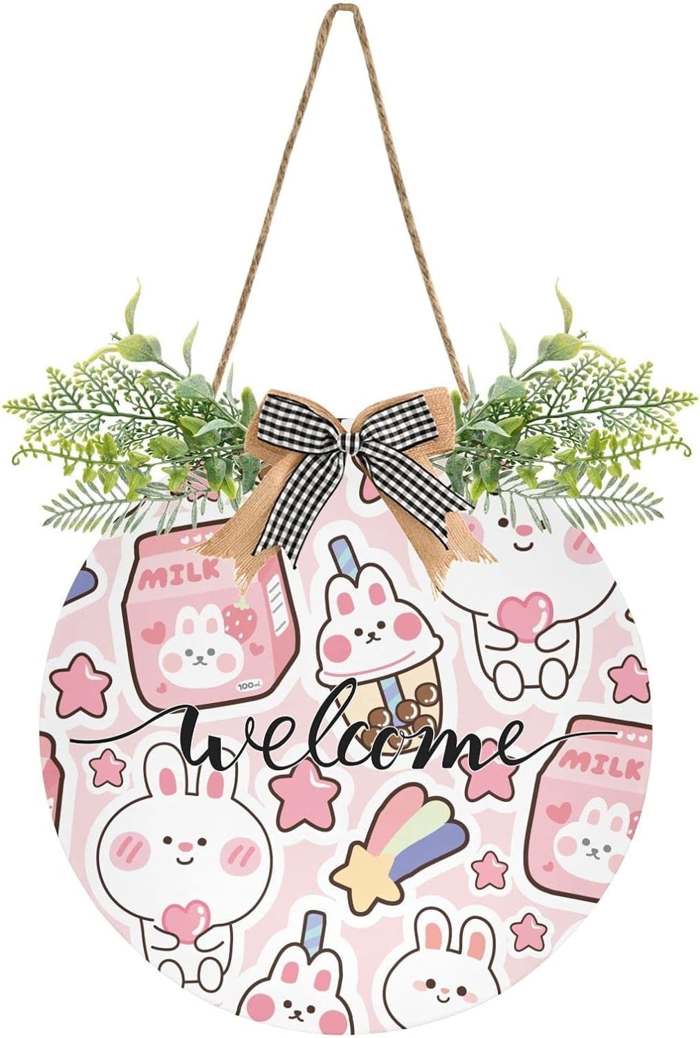 Coolnut Welcome Sign Hanging Plaque Sign Cute Rabbit Porch Wall Front ...