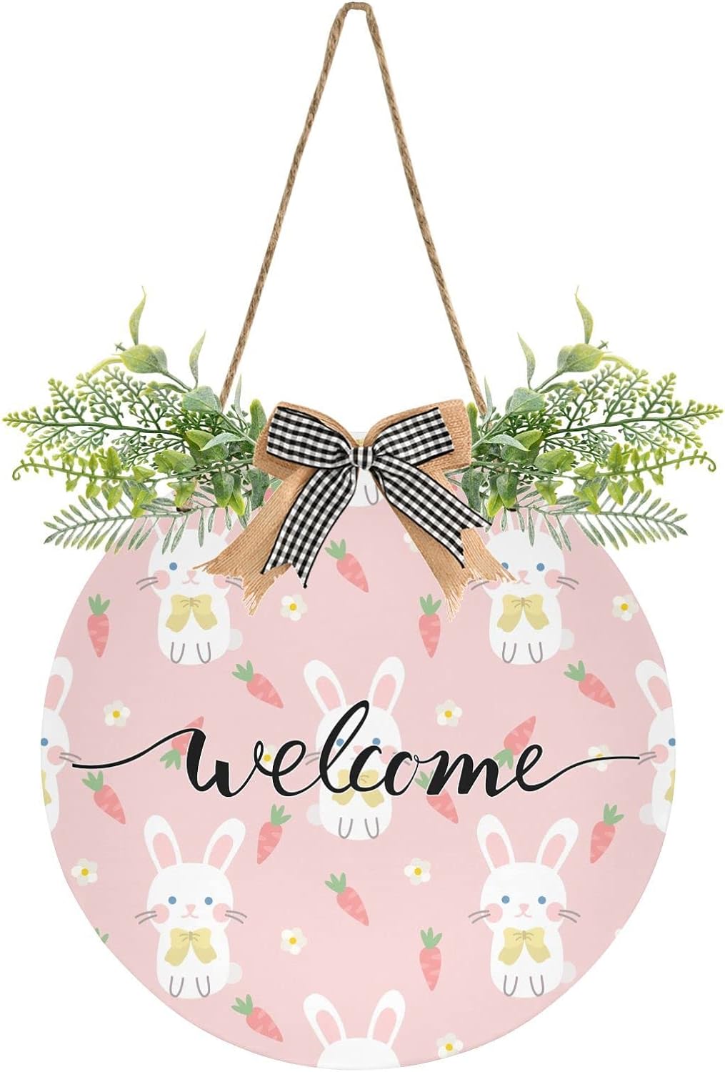 Coolnut Welcome Sign Hanging Plaque Sign Cute Rabbits Porch Wall Front ...
