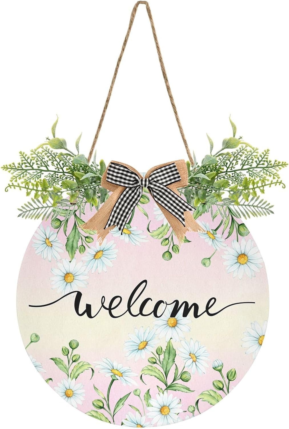 Coolnut Welcome Sign Hanging Plaque Sign Daisy Floral Porch Wall Front ...
