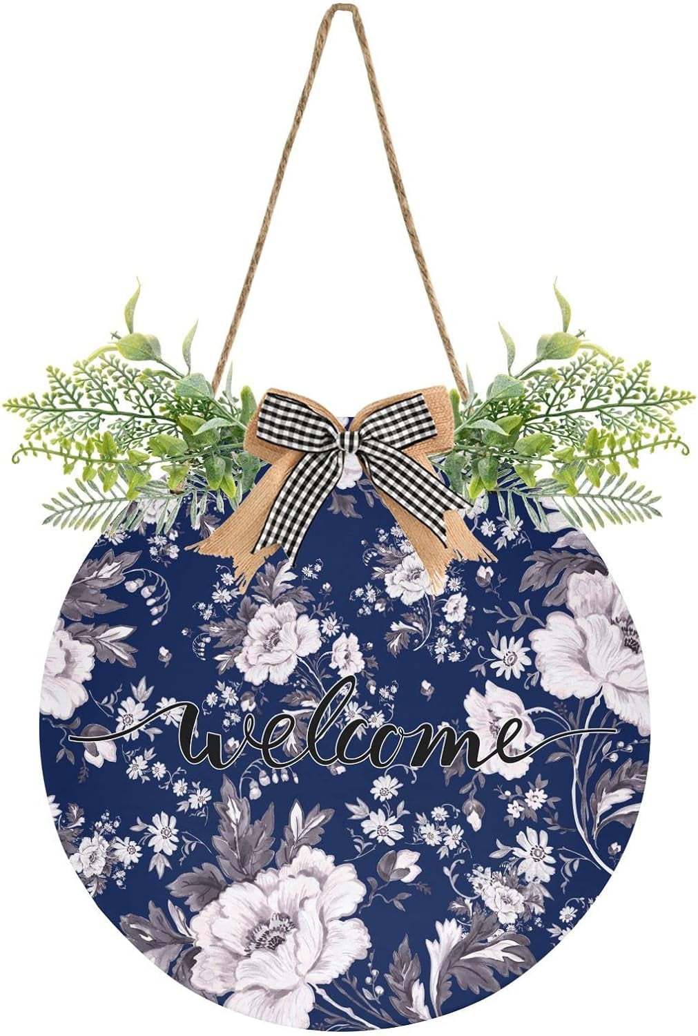 Coolnut Welcome Sign Hanging Plaque Sign Delicate Flowers Pattern Porch ...