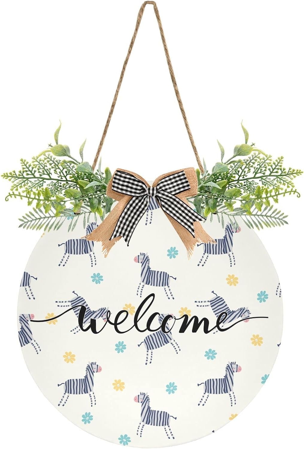 Coolnut Welcome Sign Hanging Plaque Sign Doodle Colorful Zebra Porch ...