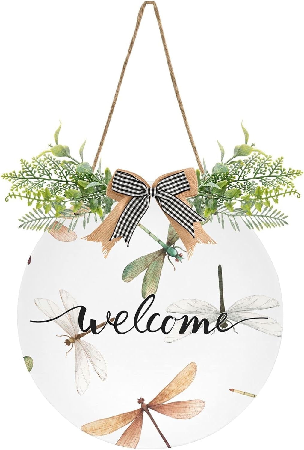 Coolnut Welcome Sign Hanging Plaque Sign Dragonfly Porch Wall Front ...