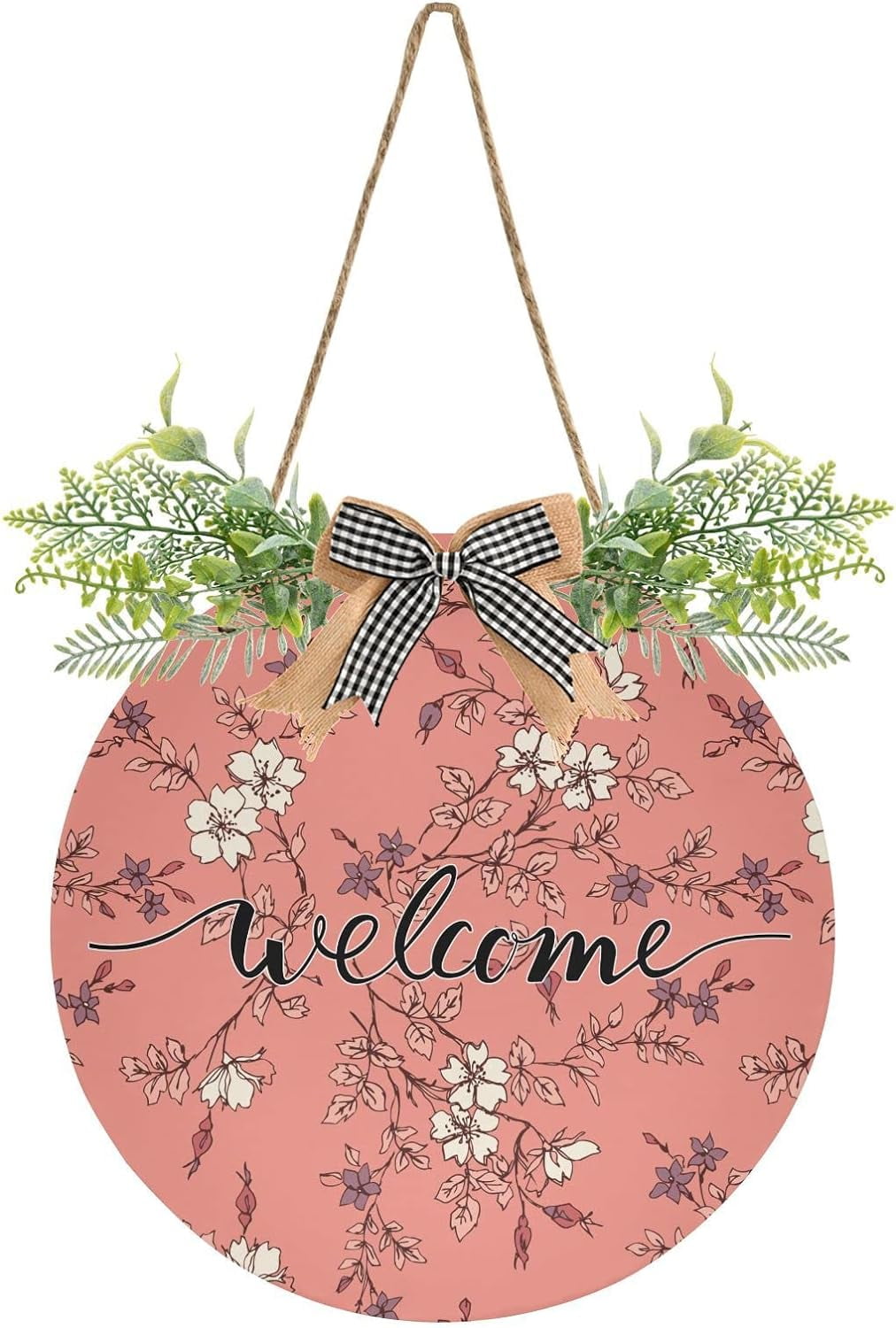 Coolnut Welcome Sign Hanging Plaque Sign Elegant Floral Porch Wall ...