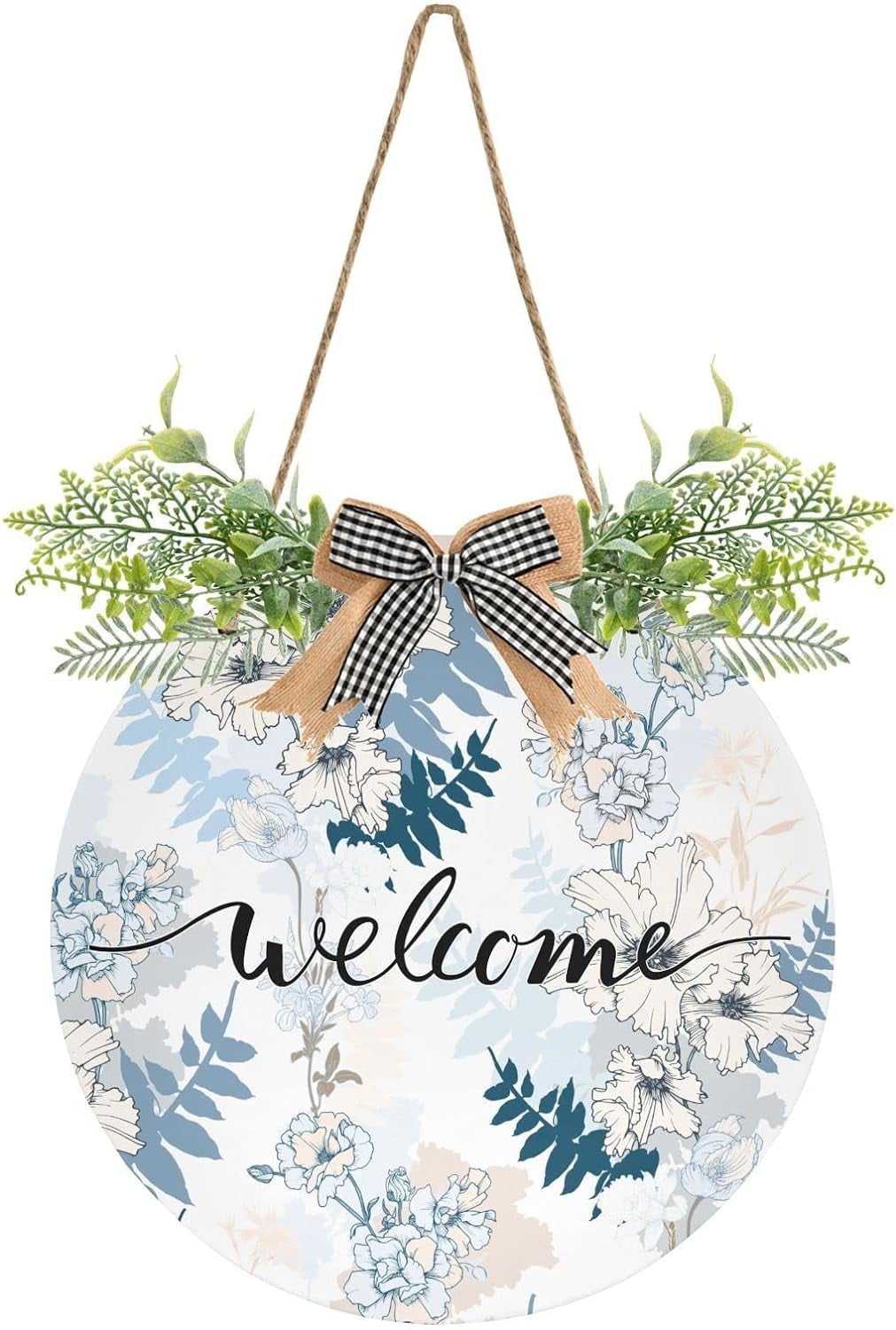 Coolnut Welcome Sign Hanging Plaque Sign Elegant White Flowers Porch ...