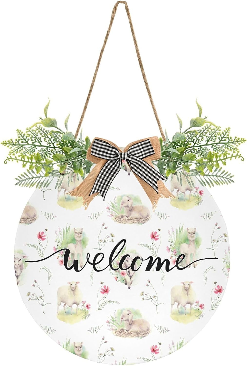 Coolnut Welcome Sign Hanging Plaque Sign Farm Lamb Sheep Porch Wall ...