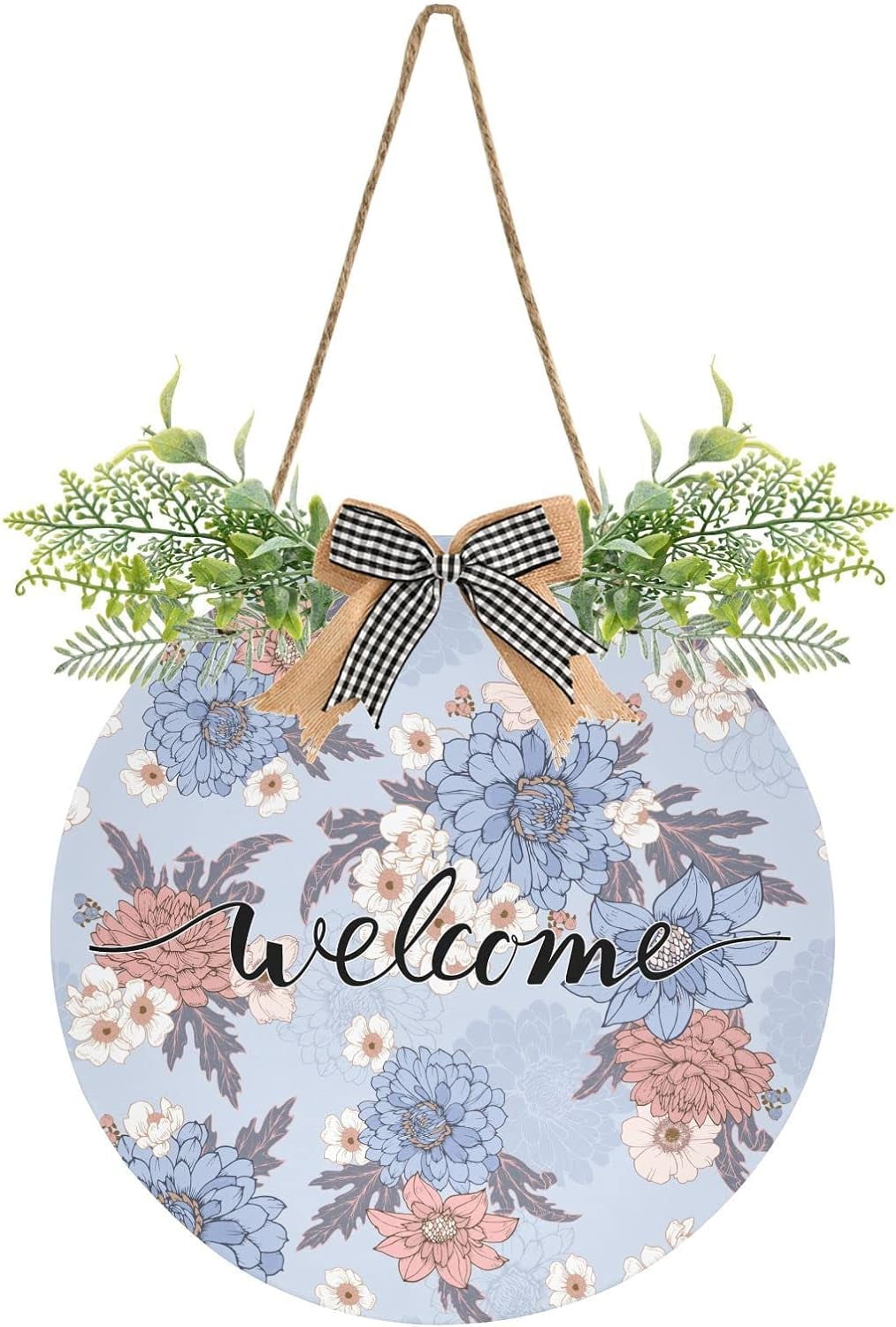 Coolnut Welcome Sign Hanging Plaque Sign Floral Pattern Porch Wall ...