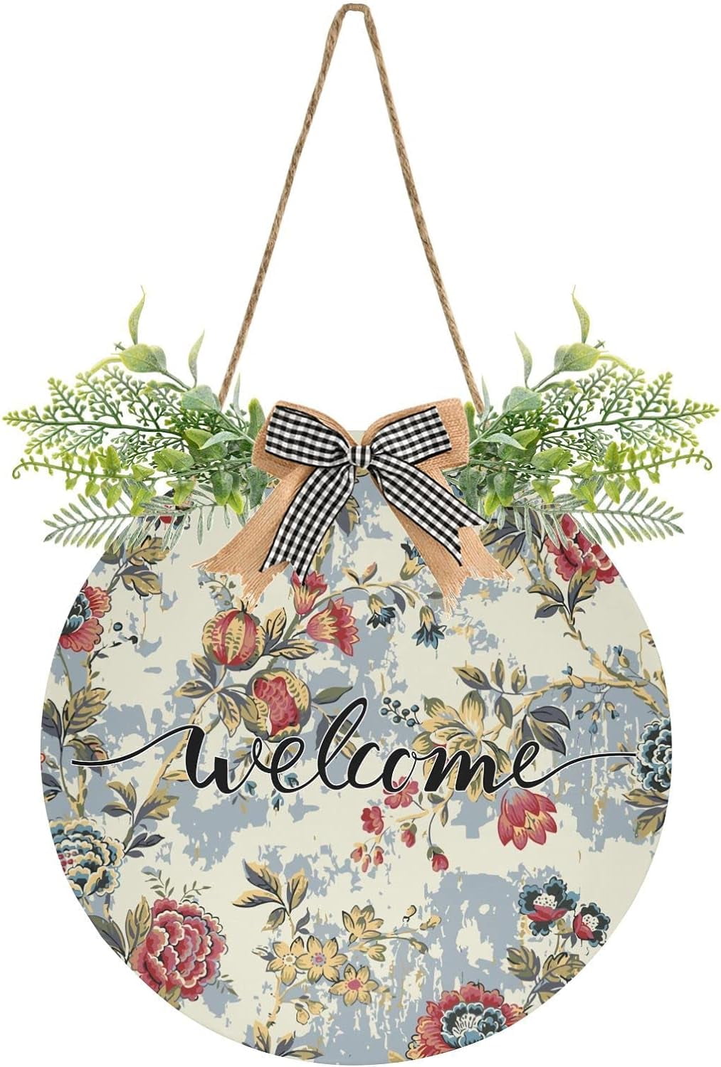 Coolnut Welcome Sign Hanging Plaque Sign Flower Pattern Porch Wall ...