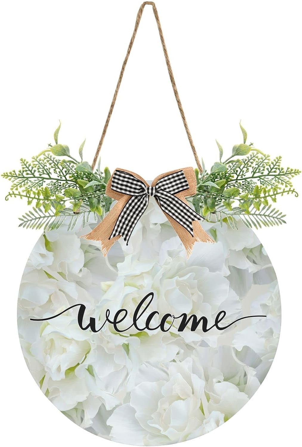 Coolnut Welcome Sign Hanging Plaque Sign Flower White Porch Wall Front ...