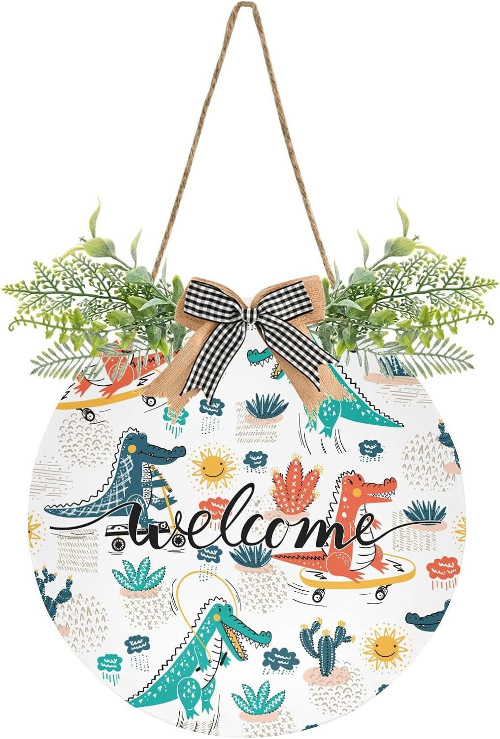 Coolnut Welcome Sign Hanging Plaque Sign Funny Crocodile Porch Wall ...