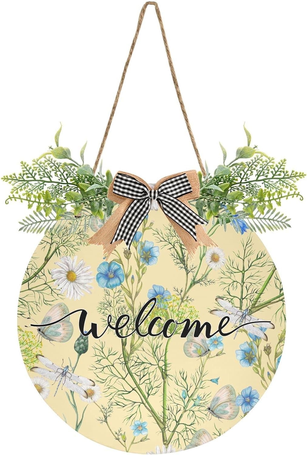 Coolnut Welcome Sign Hanging Plaque Sign Garden Wildflowers Porch Wall ...