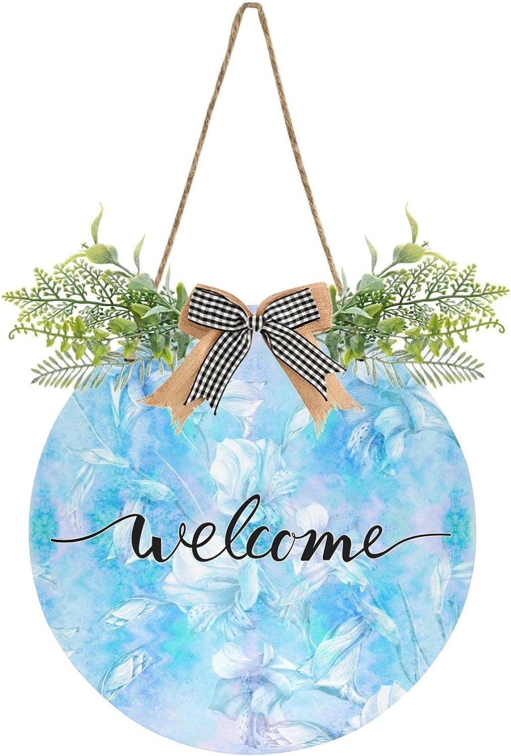 Coolnut Welcome Sign Hanging Plaque Sign Gladiolus Flowers Blue Porch ...