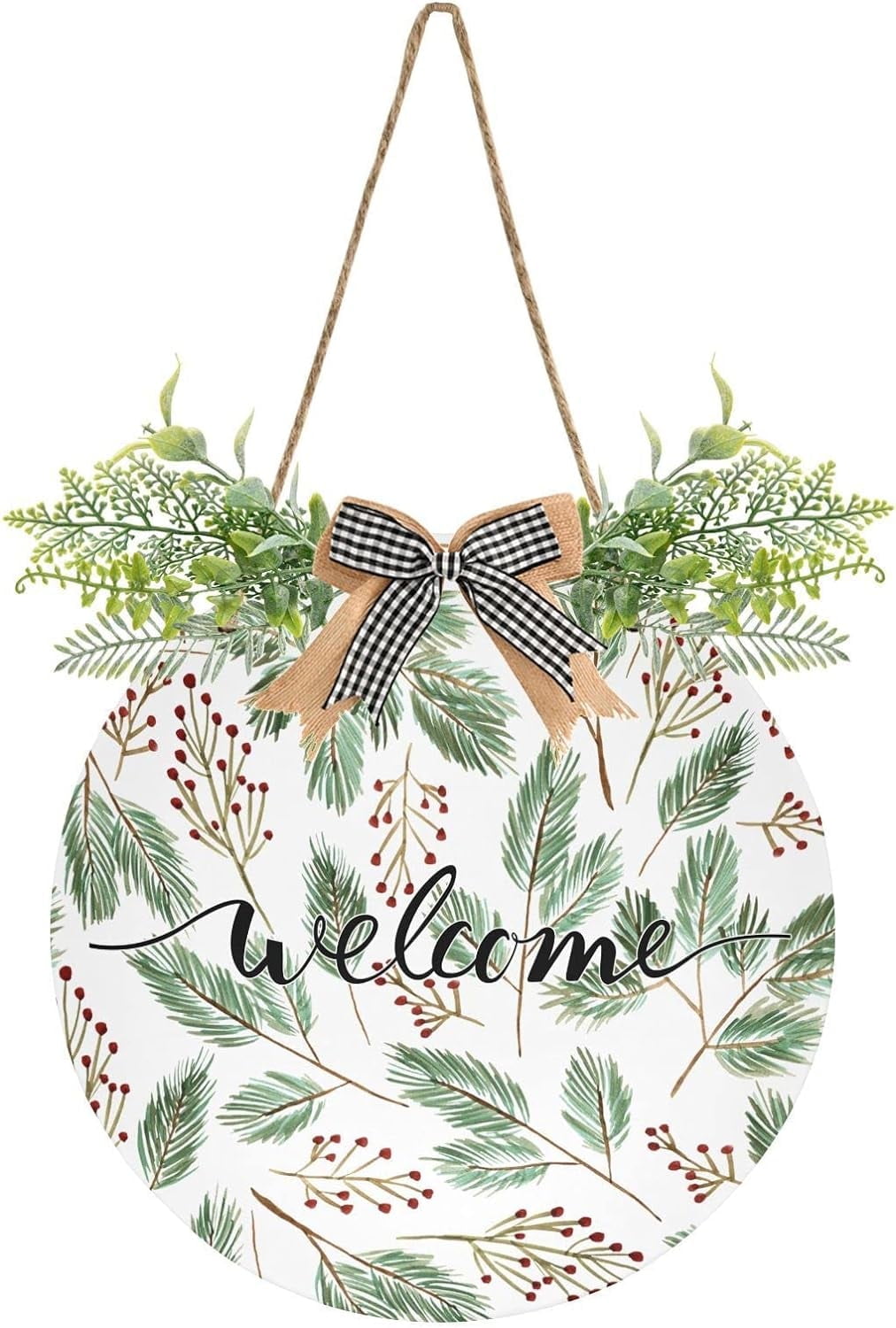 Coolnut Welcome Sign Hanging Plaque Sign Green Branches Porch Wall ...