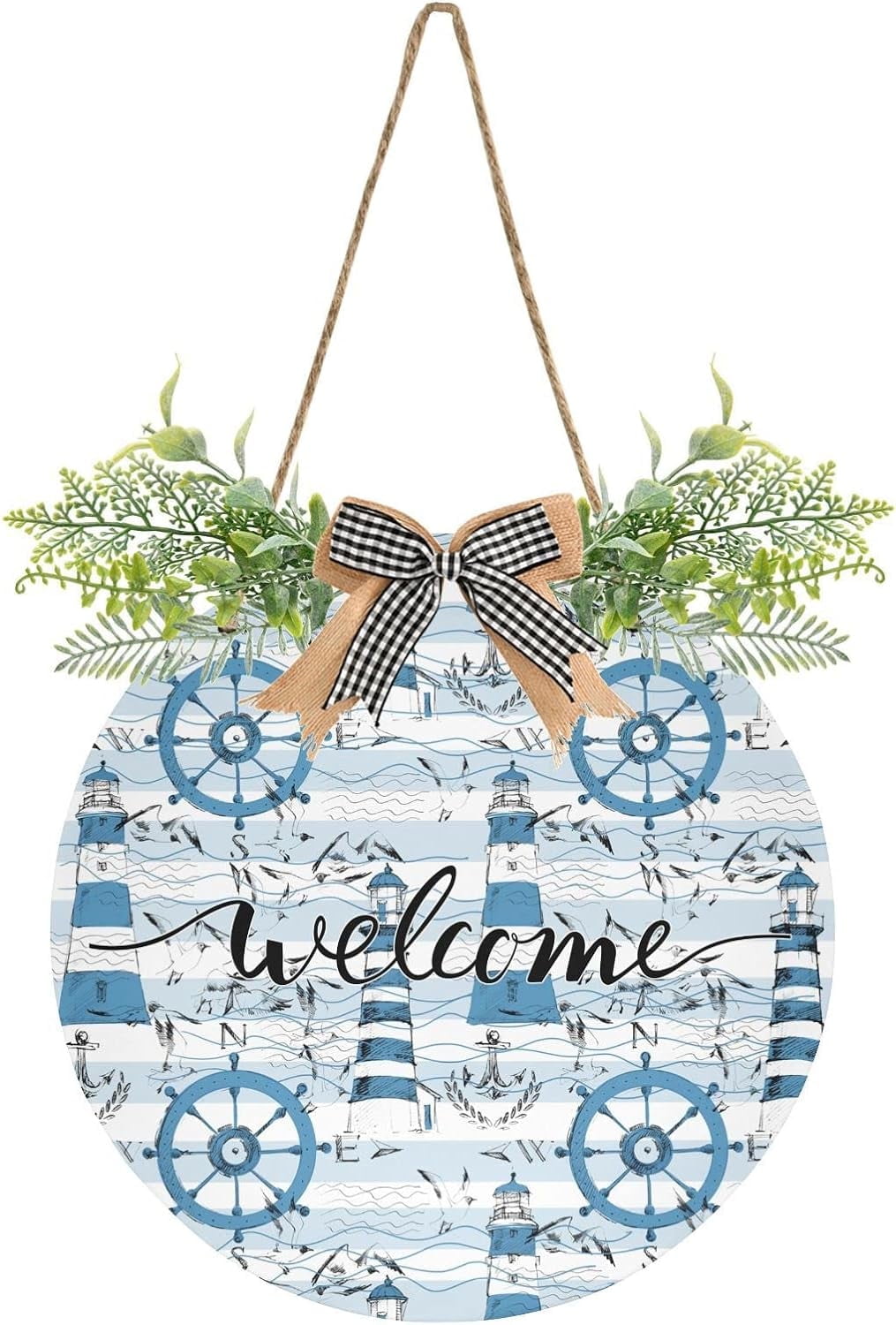 Coolnut Welcome Sign Hanging Plaque Sign Lighthouses Anchors Porch Wall ...