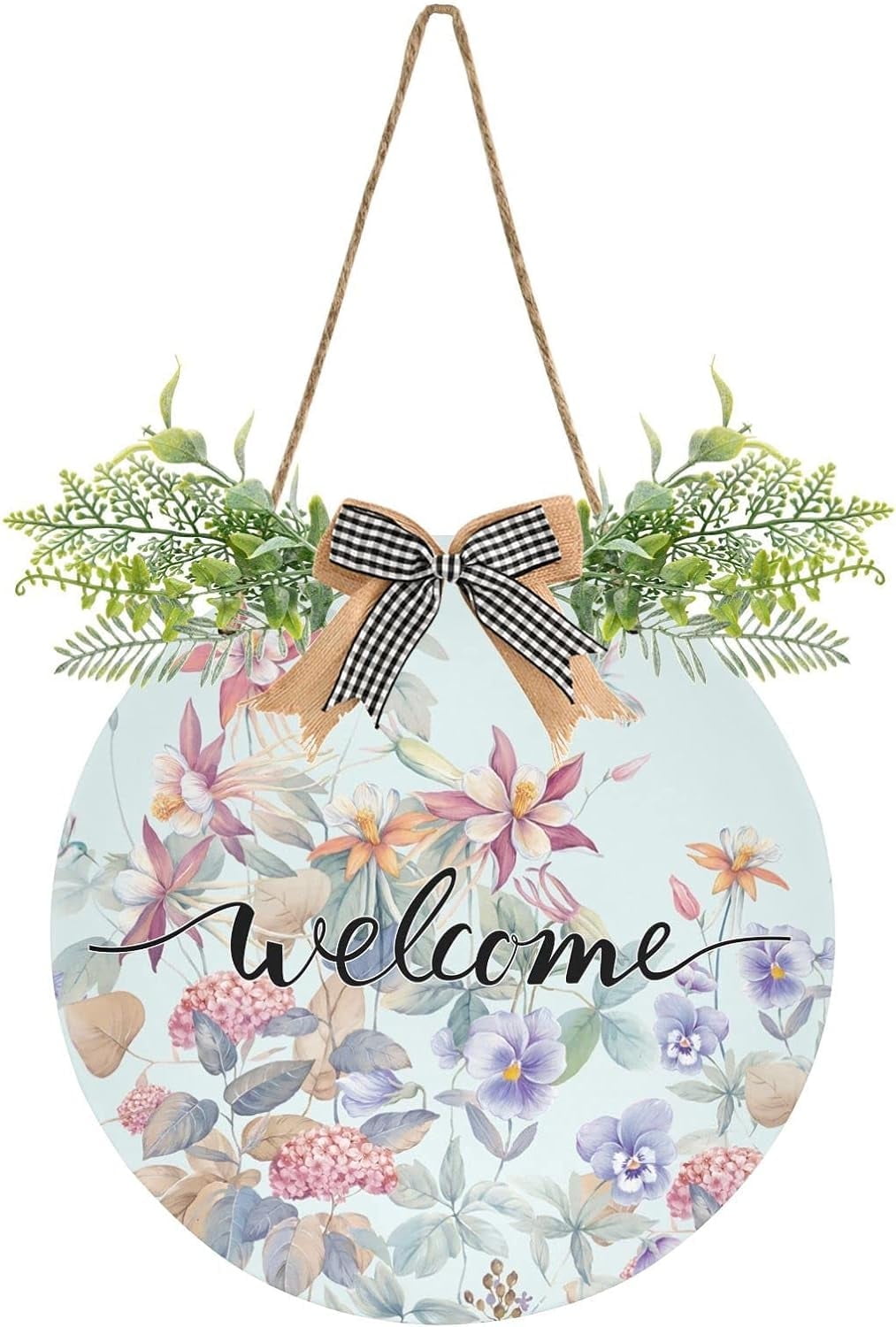 Coolnut Welcome Sign Hanging Plaque Sign Lily Flower Porch Wall Front ...