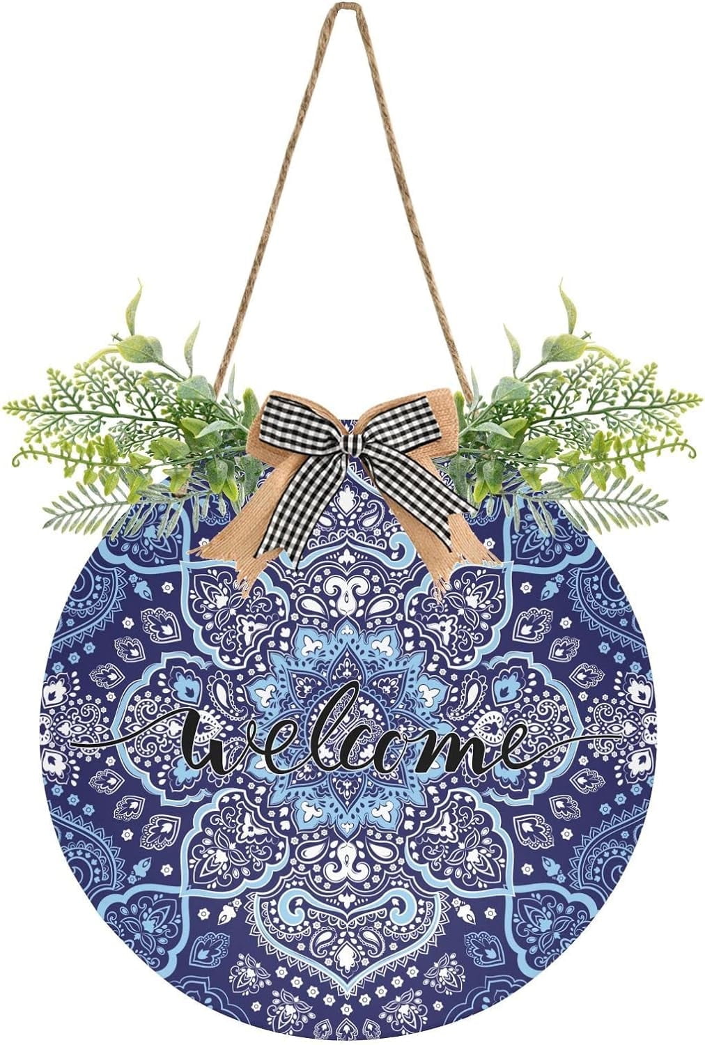 Coolnut Welcome Sign Hanging Plaque Sign Mexican Talavera Pattern Porch ...