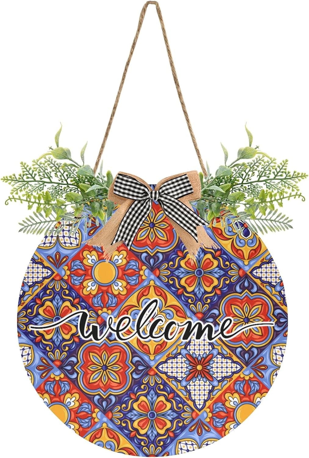 Coolnut Welcome Sign Hanging Plaque Sign Mexican Talavera Porch Wall ...