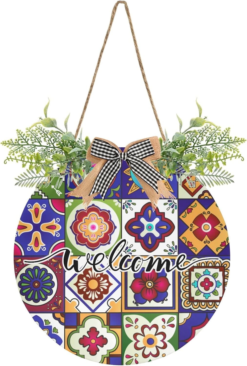 Coolnut Welcome Sign Hanging Plaque Sign Mexican Talavera Porch Wall ...