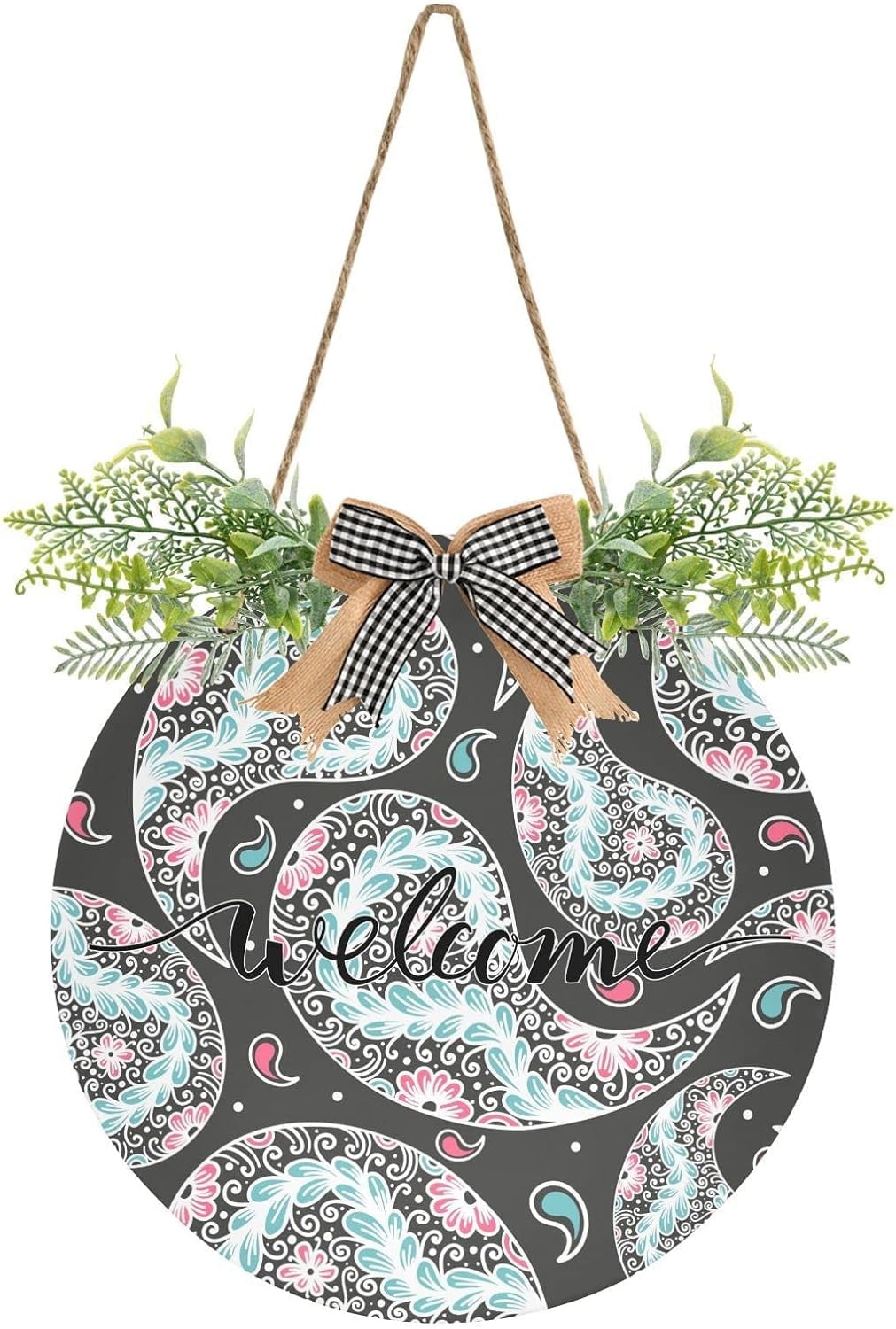 Coolnut Welcome Sign Hanging Plaque Sign Paisley Pattern Porch Wall ...
