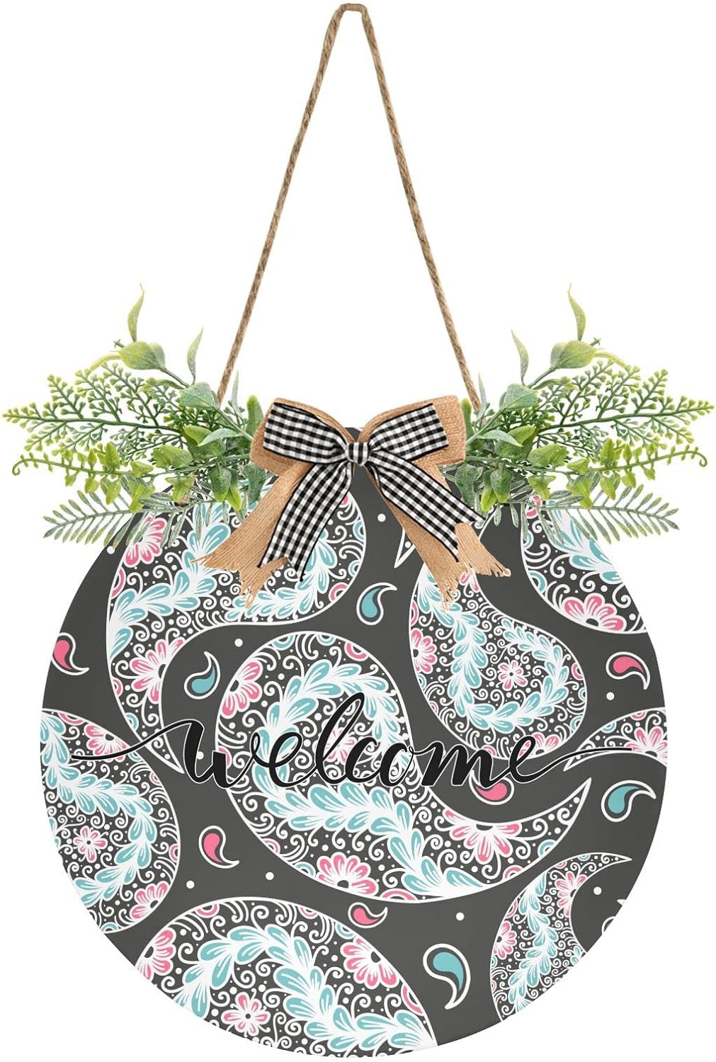 Coolnut Welcome Sign Hanging Plaque Sign Paisley Pattern Porch Wall ...