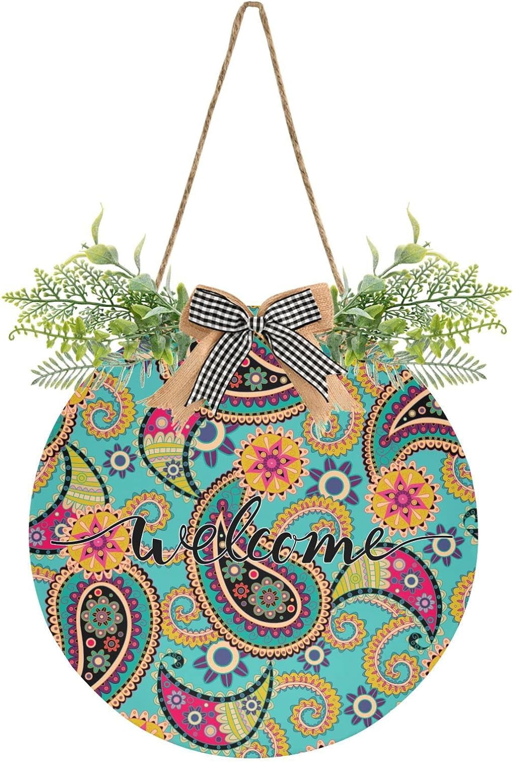 Coolnut Welcome Sign Hanging Plaque Sign Paisley Texture Pattern Porch ...