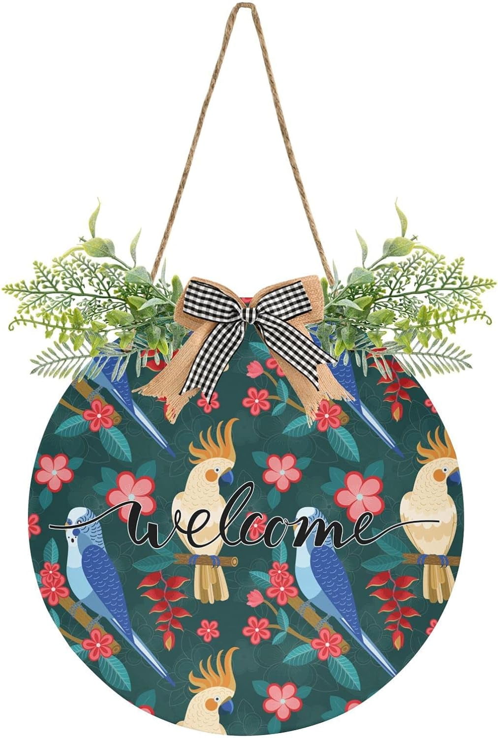 Coolnut Welcome Sign Hanging Plaque Sign Parrots Pattern Porch Wall ...