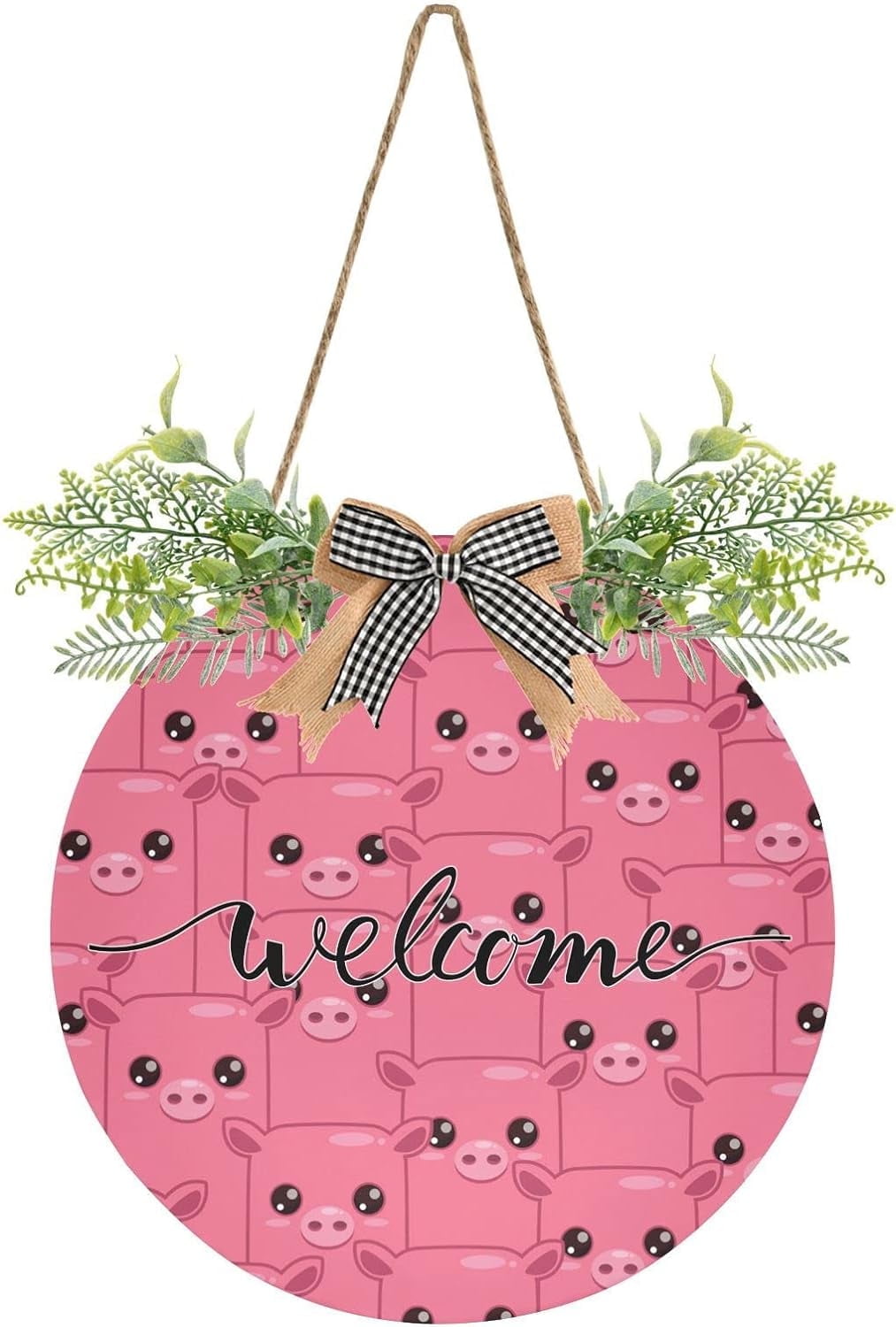 Coolnut Welcome Sign Hanging Plaque Sign Pink Cute Pig Porch Wall Front ...