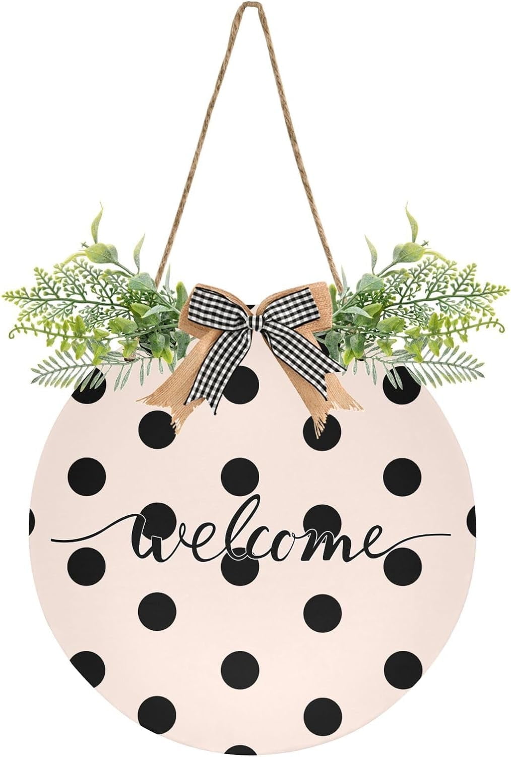 Coolnut Welcome Sign Hanging Plaque Sign Polka Dots Porch Wall Front ...