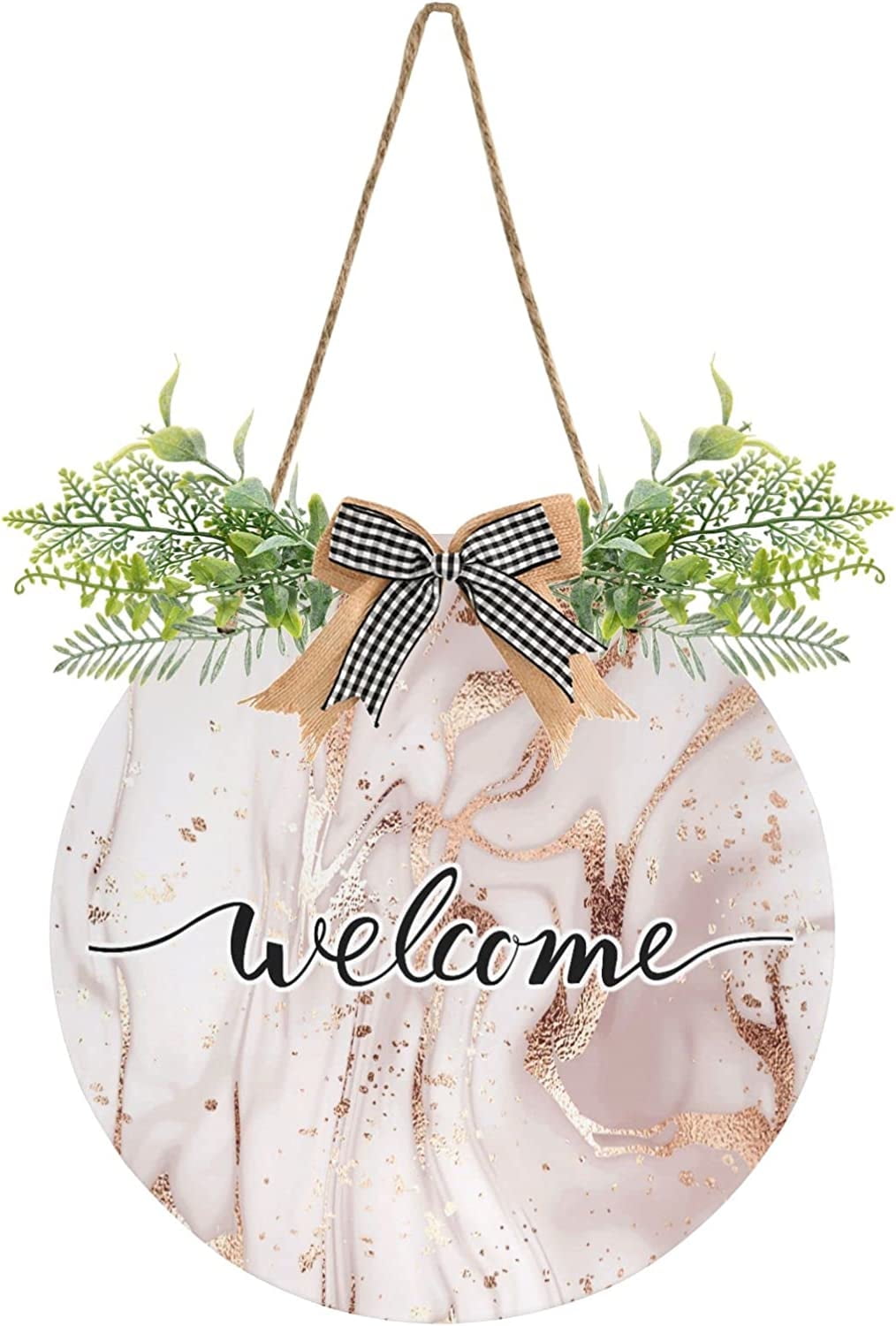 Coolnut Welcome Sign Hanging Plaque Sign Rose Gold Abstract Marble ...