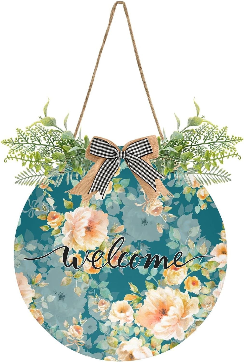 Coolnut Welcome Sign Hanging Plaque Sign Roses Bouquets Porch Wall ...
