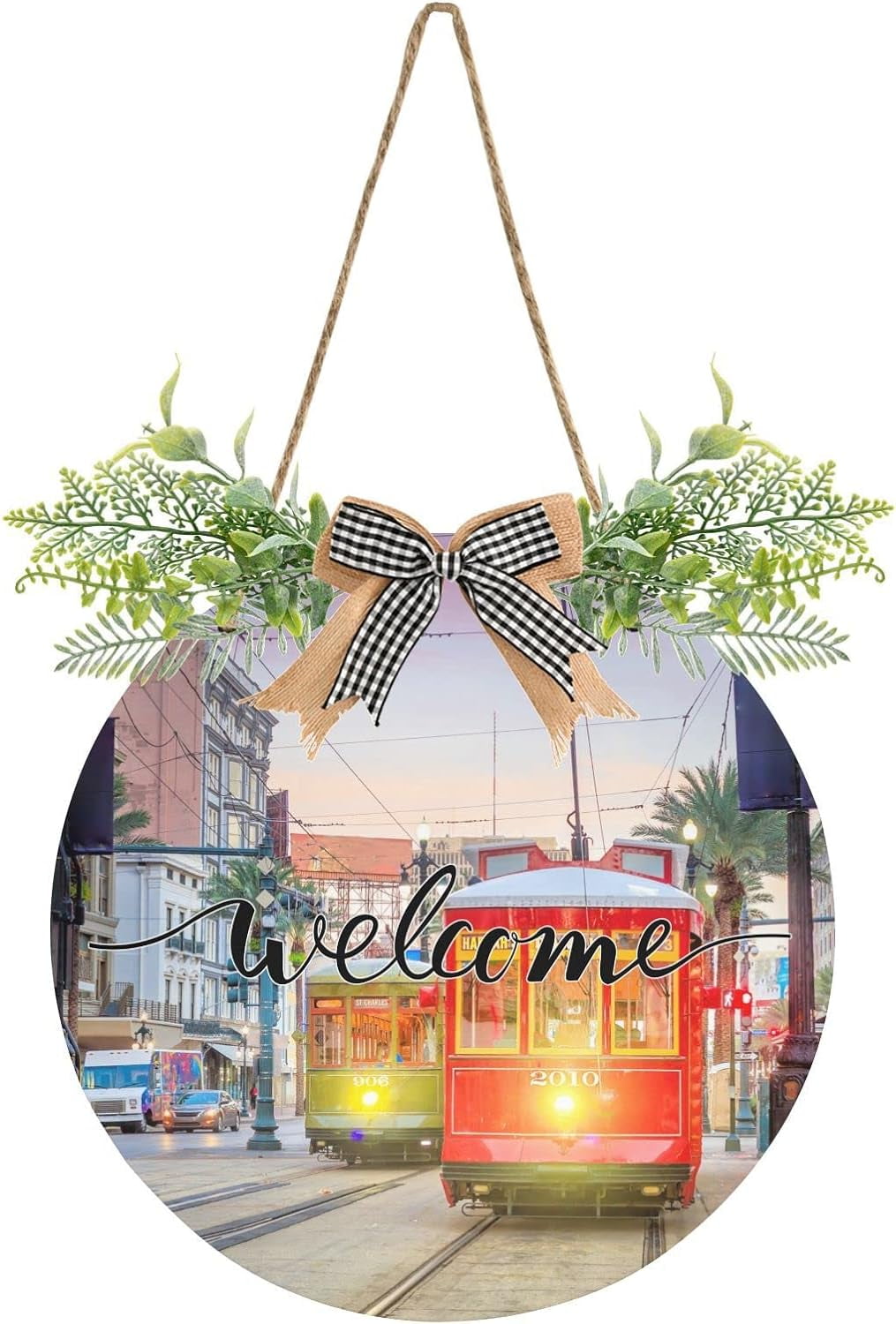 Coolnut Welcome Sign Hanging Plaque Sign Streetcar Landscape Porch Wall ...