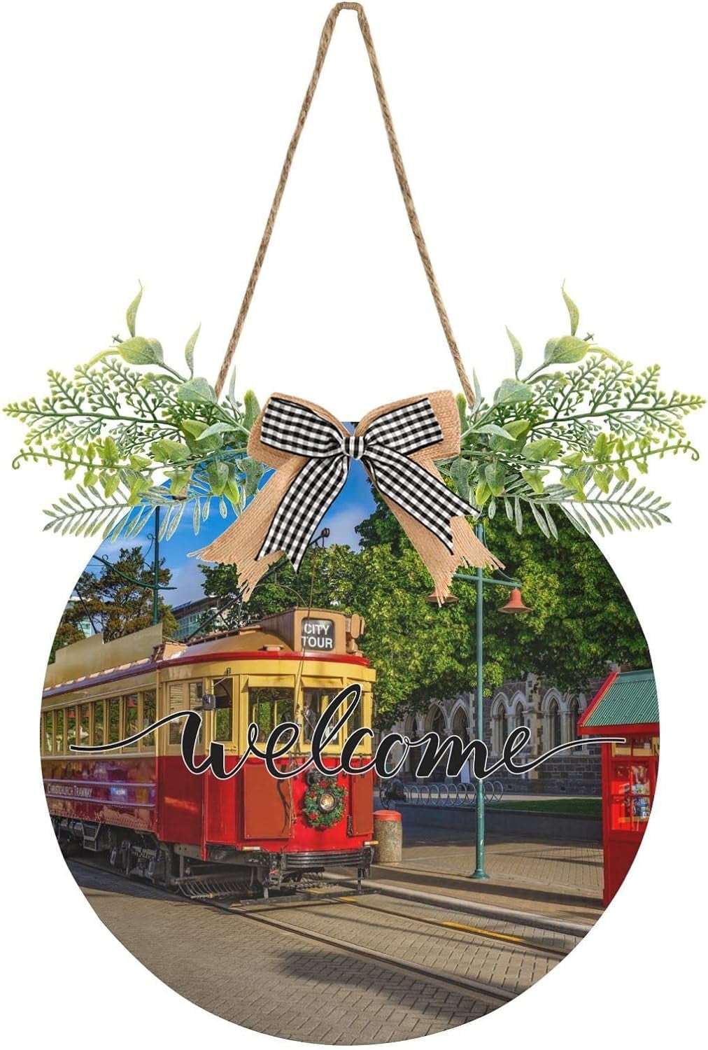 Coolnut Welcome Sign Hanging Plaque Sign Streetcar Landscape Porch Wall ...