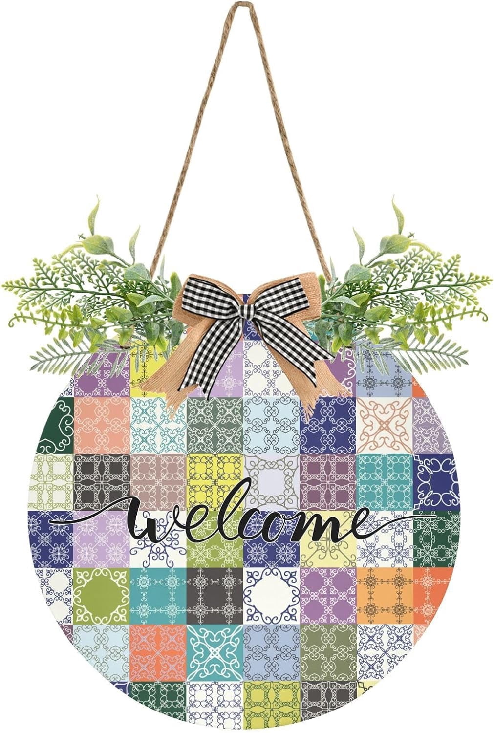 Coolnut Welcome Sign Hanging Plaque Sign Talavera Tile Bohemian Pattern ...