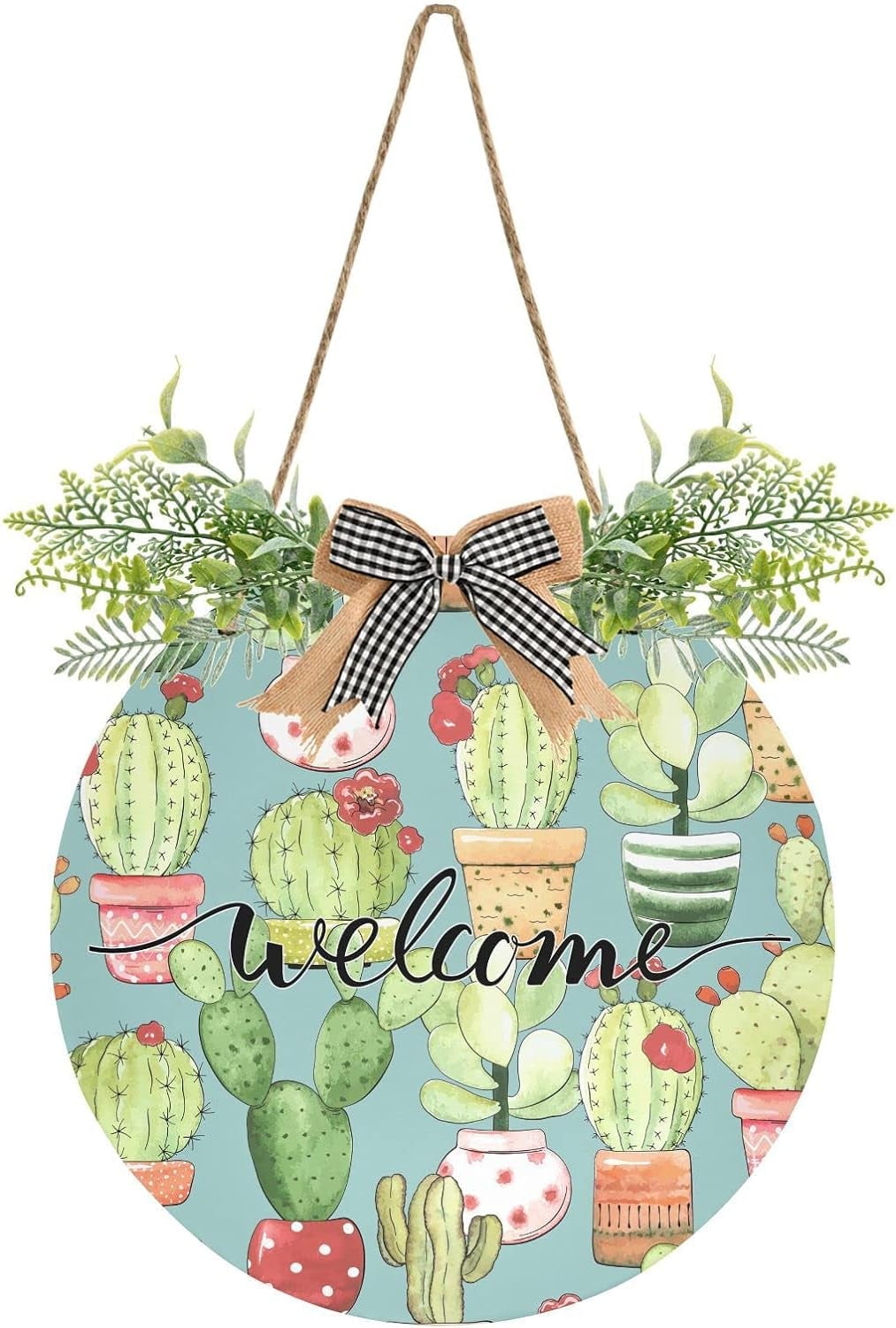 Coolnut Welcome Sign Hanging Plaque Sign Vintage Cacti Porch Wall Front ...