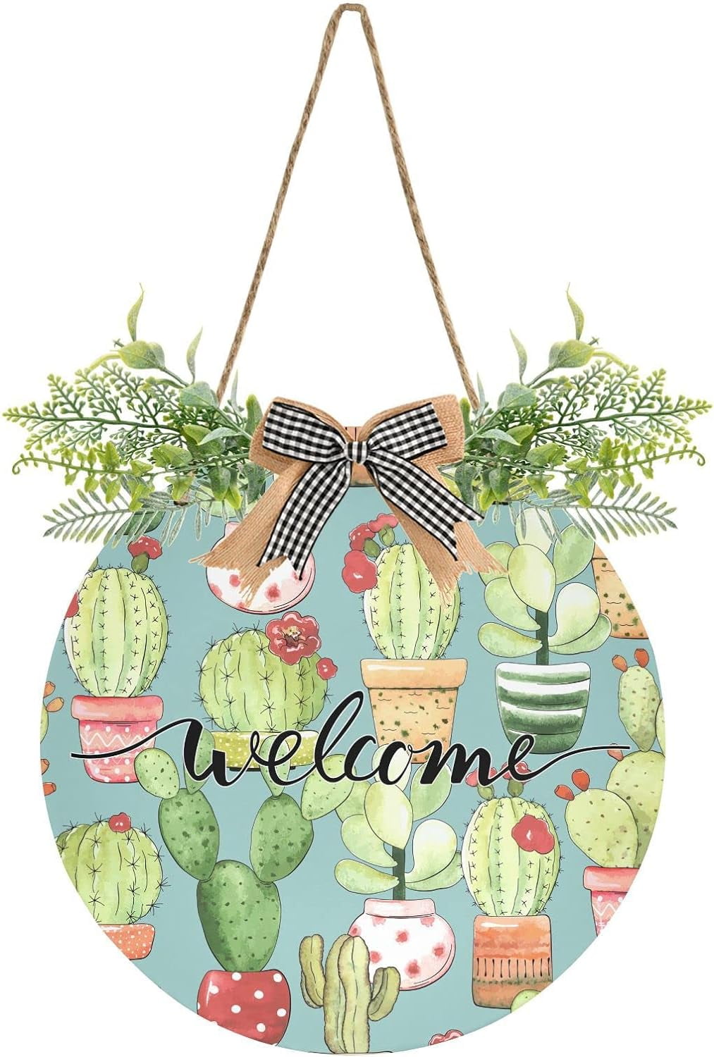 Coolnut Welcome Sign Hanging Plaque Sign Vintage Cacti Porch Wall Front ...