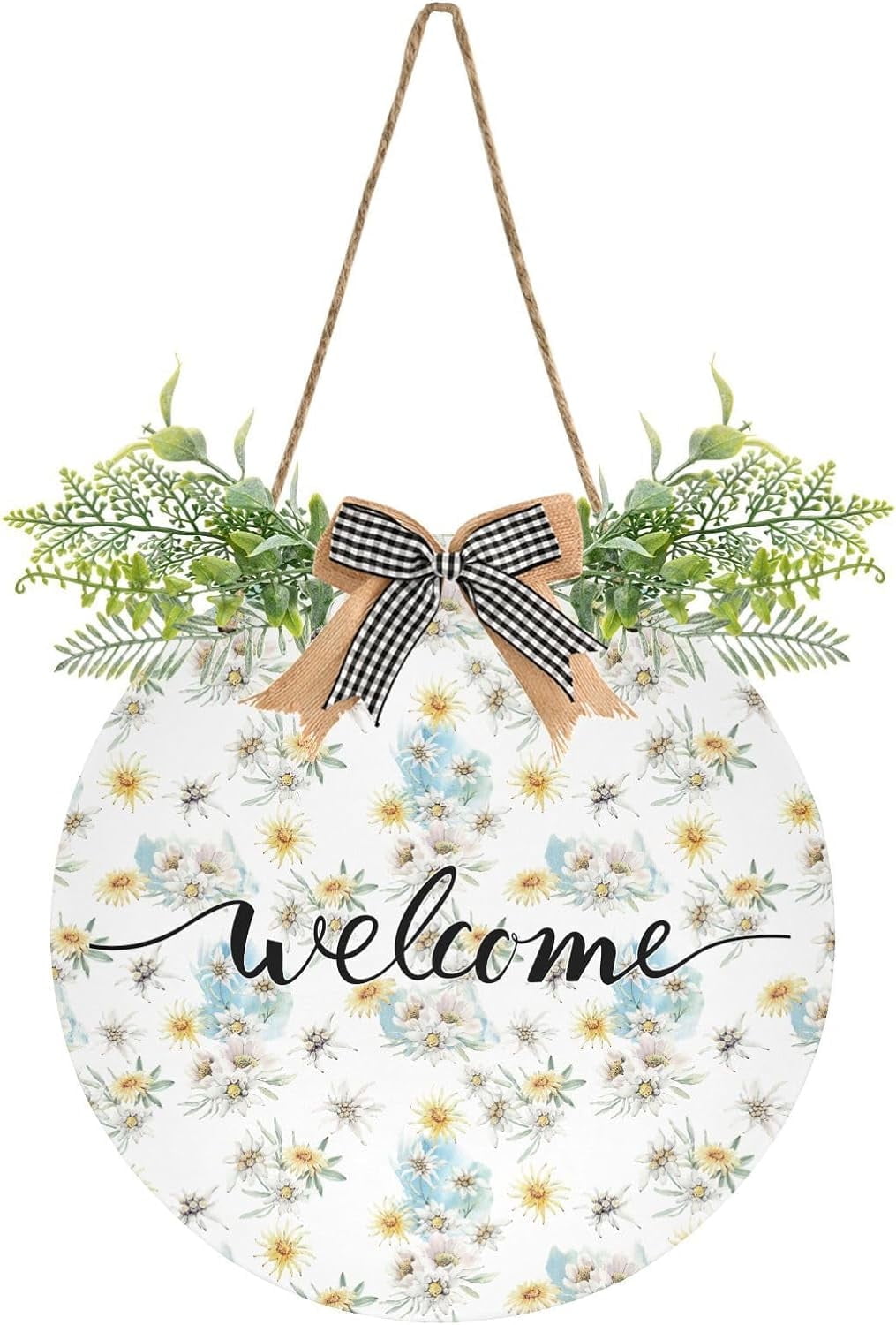 Coolnut Welcome Sign Hanging Plaque Sign Watercolor Flower Porch Wall ...