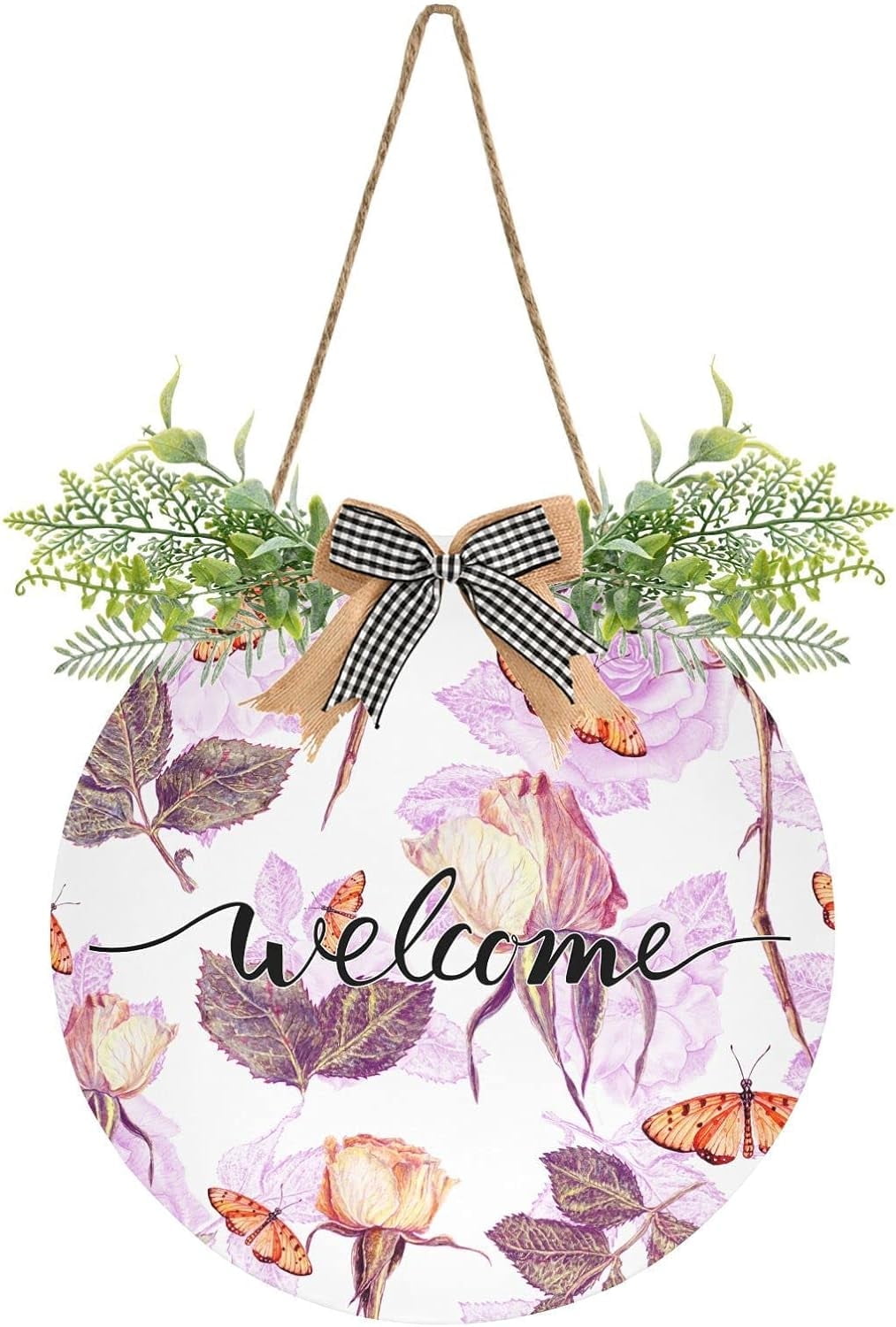 Coolnut Welcome Sign Hanging Plaque Sign Watercolor Flowers Porch Wall ...