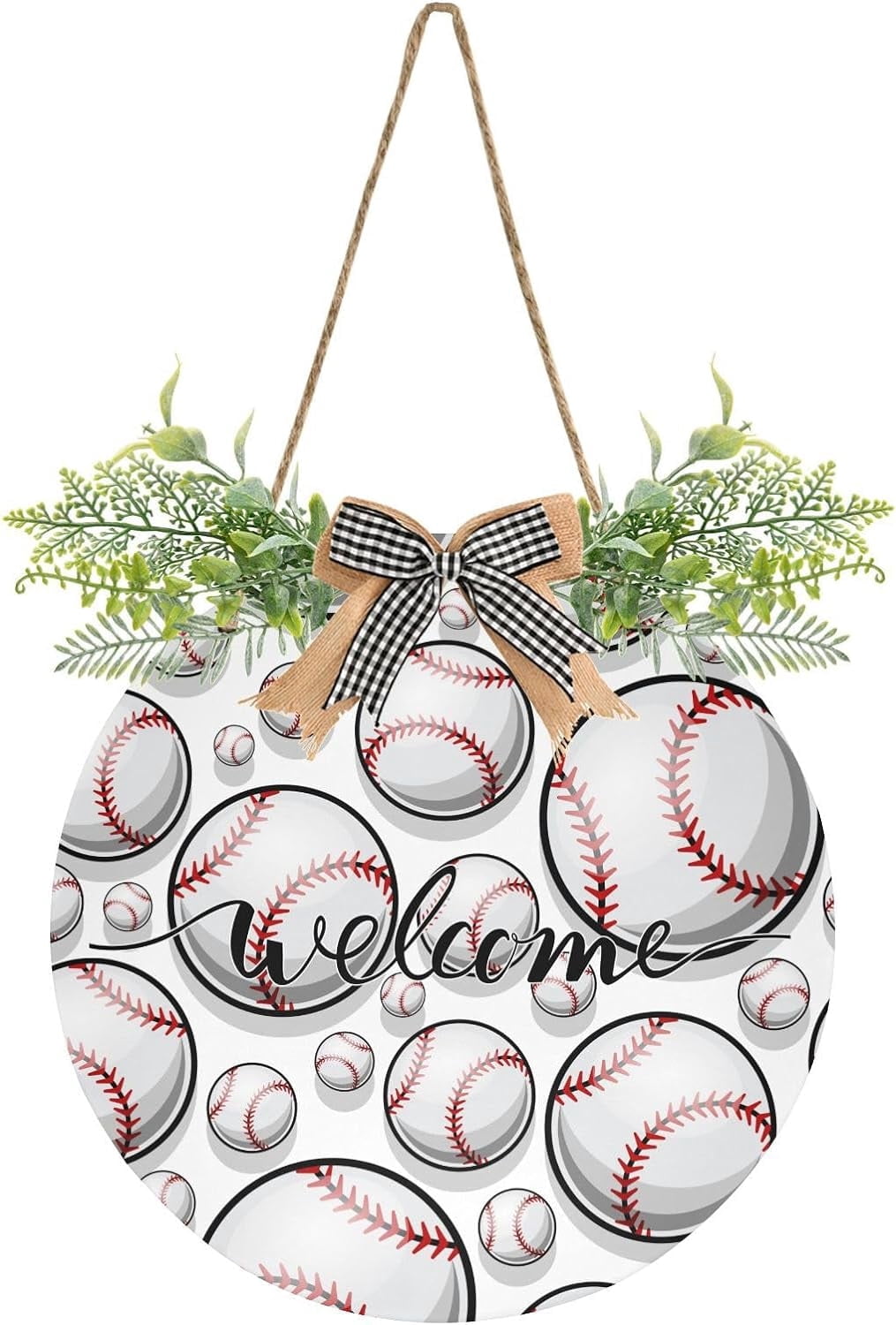 Coolnut Welcome Sign Hanging Plaque Sign White Baseball Porch Wall ...