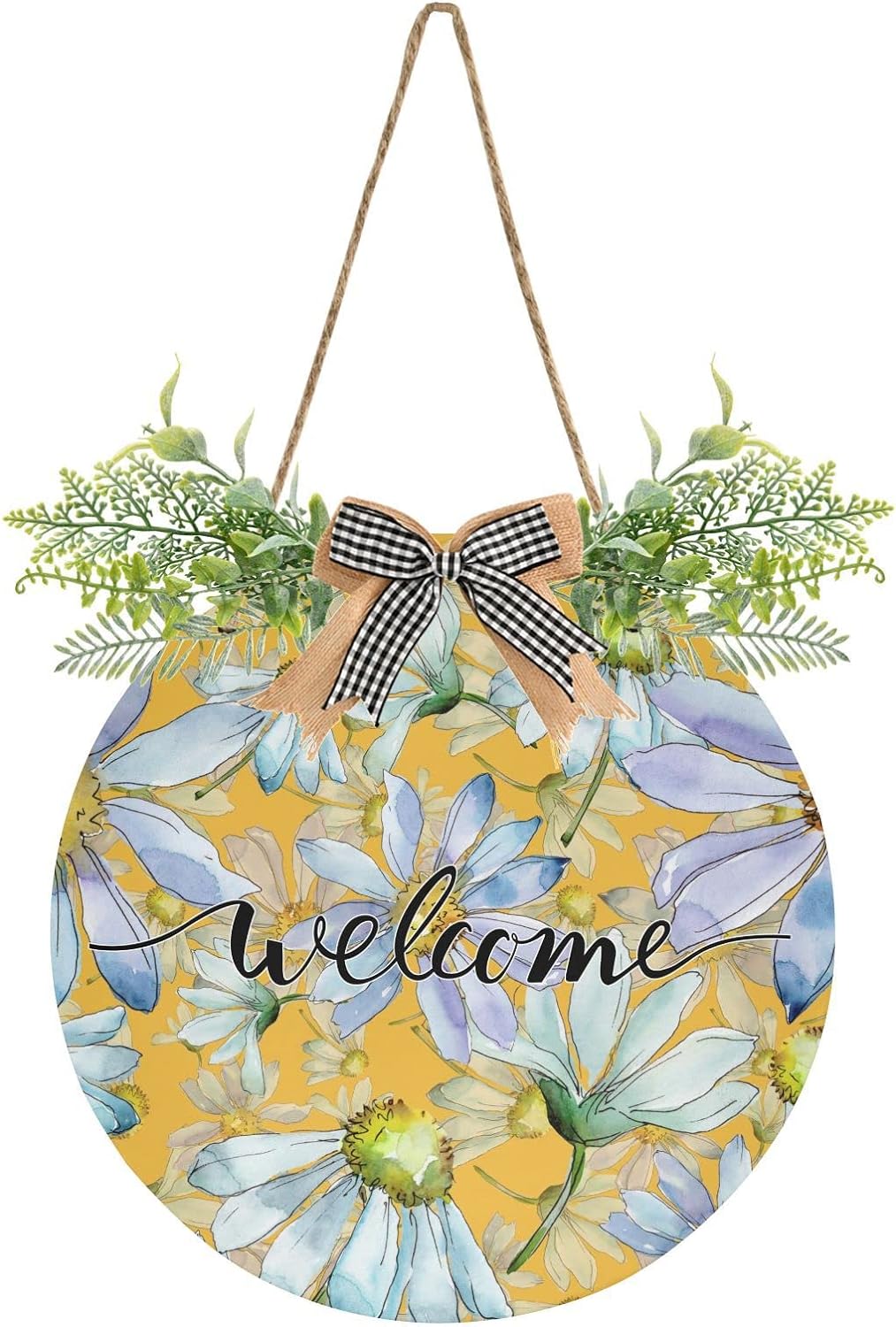 Coolnut Welcome Sign Hanging Plaque Sign White Daisy Porch Wall Front ...