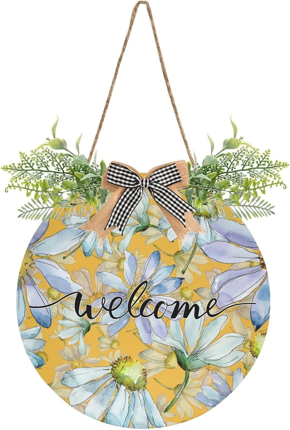 Coolnut Welcome Sign Hanging Plaque Sign White Daisy Porch Wall Front ...